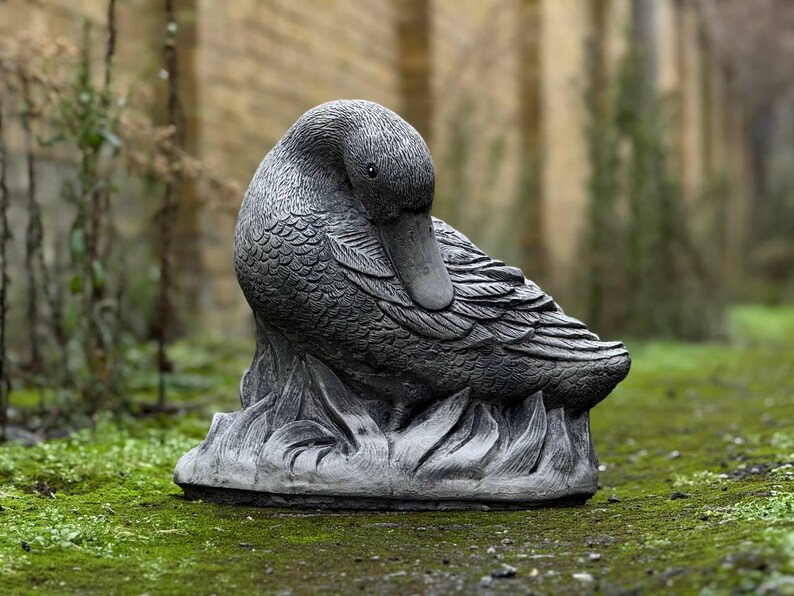 Garden Guck Sculpture Stone Goose Figurine Concrete Bird Statue Cement ...