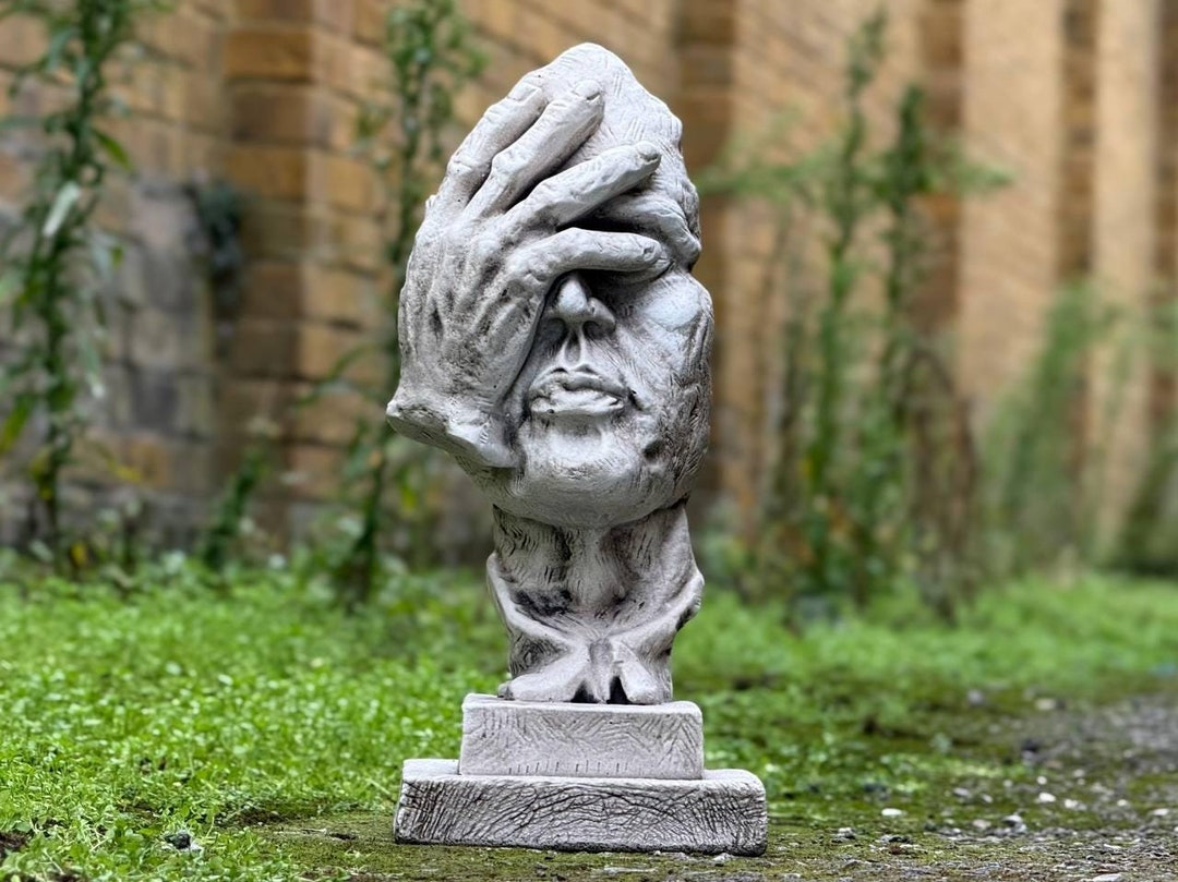Concrete Facepalm Statue Abstract Hand Over Face Sculpture Stone Face ...