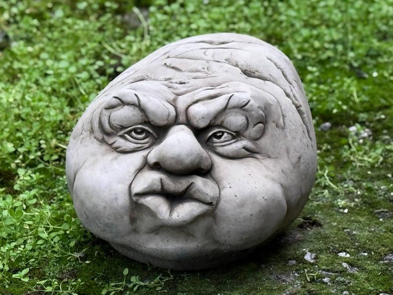 Grumpy Face Statue Humorous Garden Decor Concrete Face Sculpture Outdoor Man Figurine Funny Yard ...
