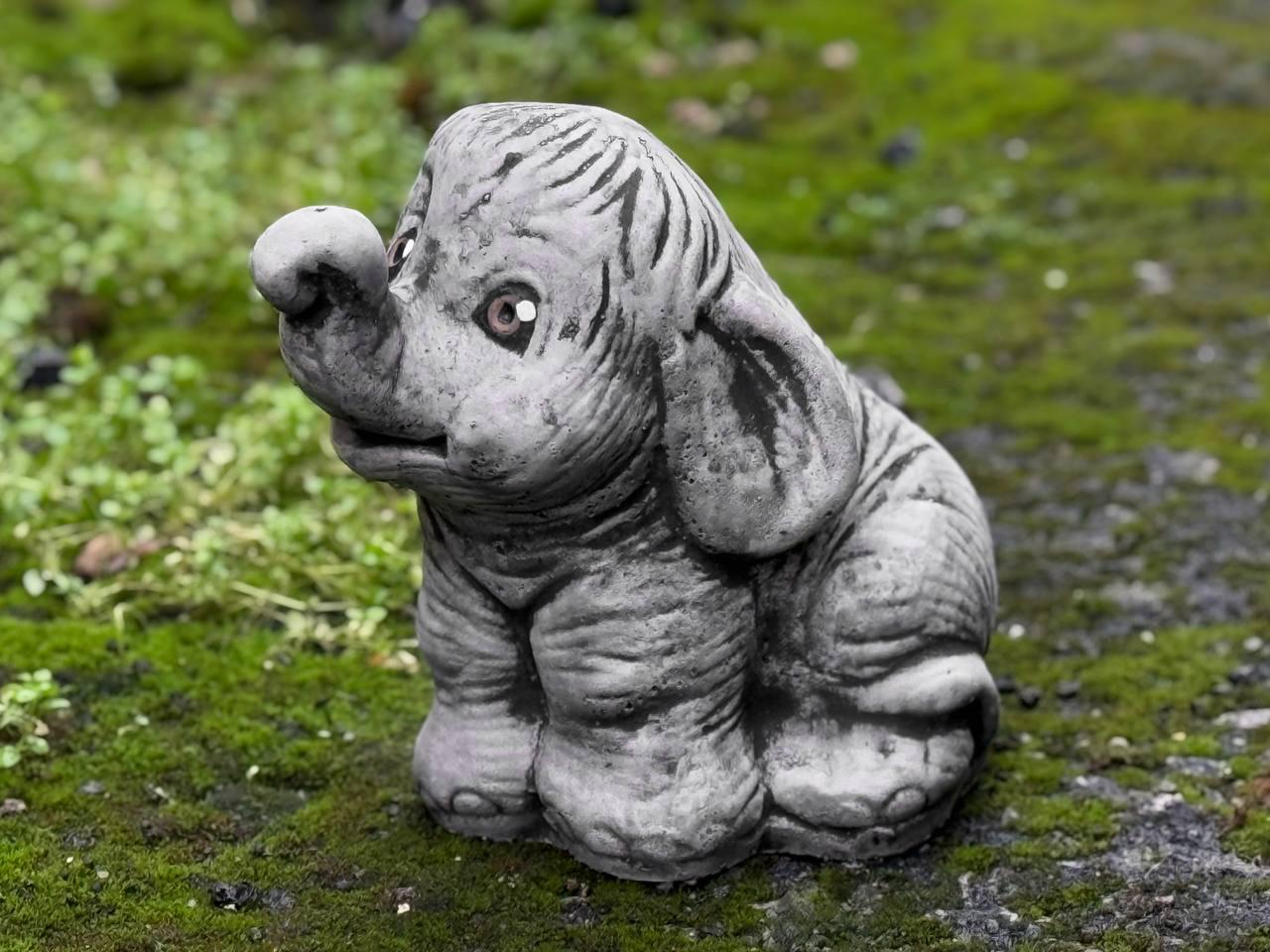 Concrete Elephant Figurine Stone Elephant Sculpture Outdoor Wildlife ...