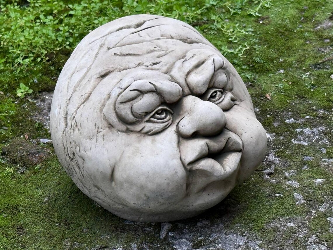 Grumpy Face Statue Humorous Garden Decor Concrete Face Sculpture ...