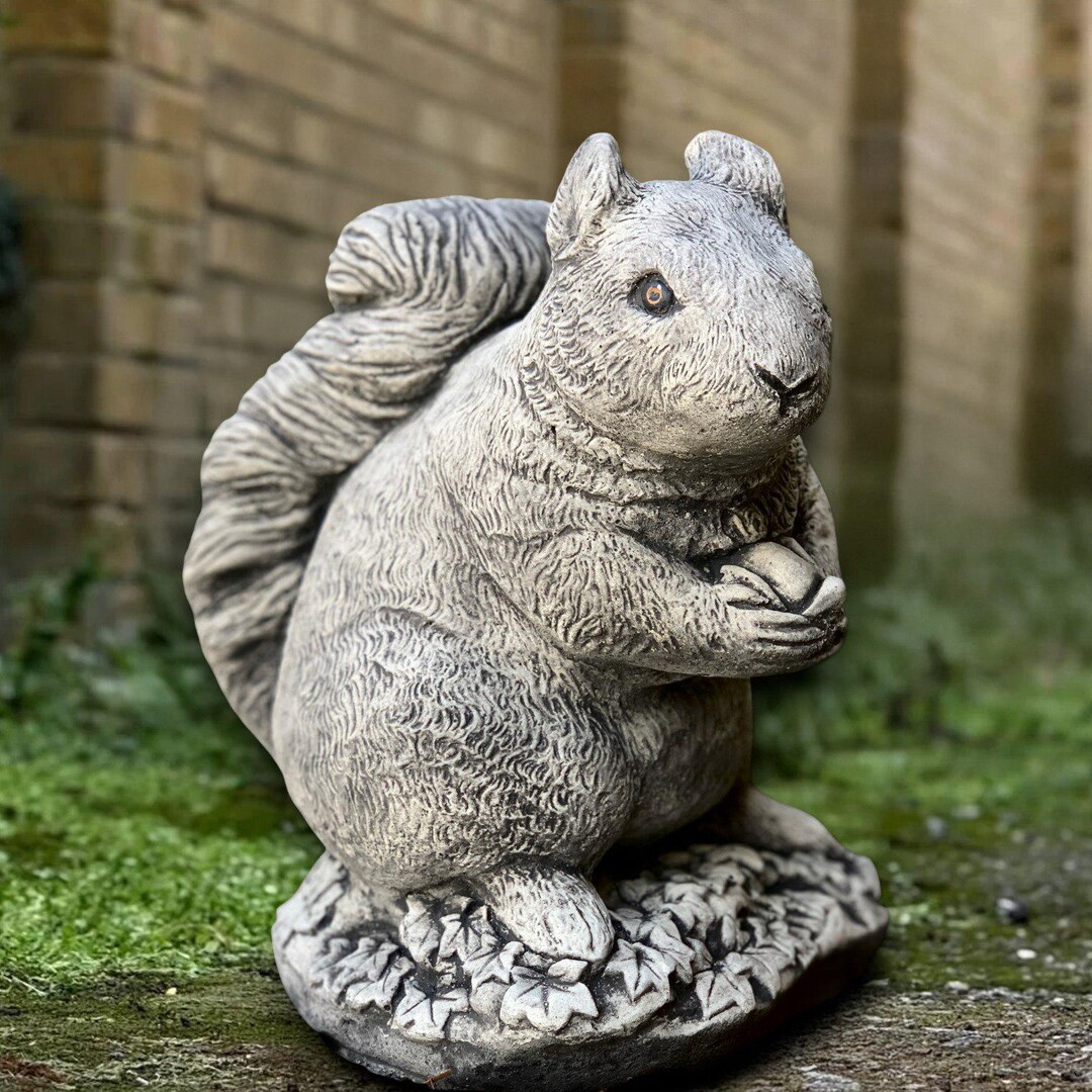 Concrete Squirrel Statue Stone Squirrel With Pinecone Sculpture Outdoor ...