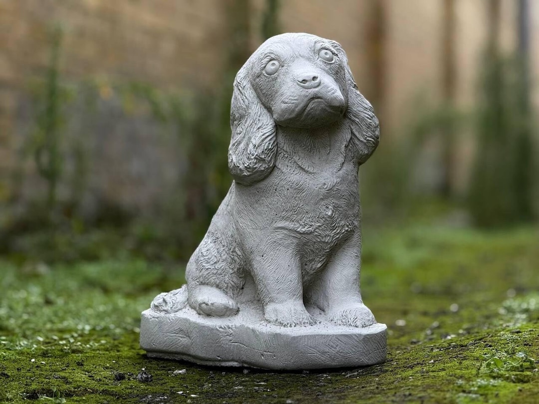 Cute Baby Spaniel Dog Statue Stone Spaniel Memorial Decor Cocker ...