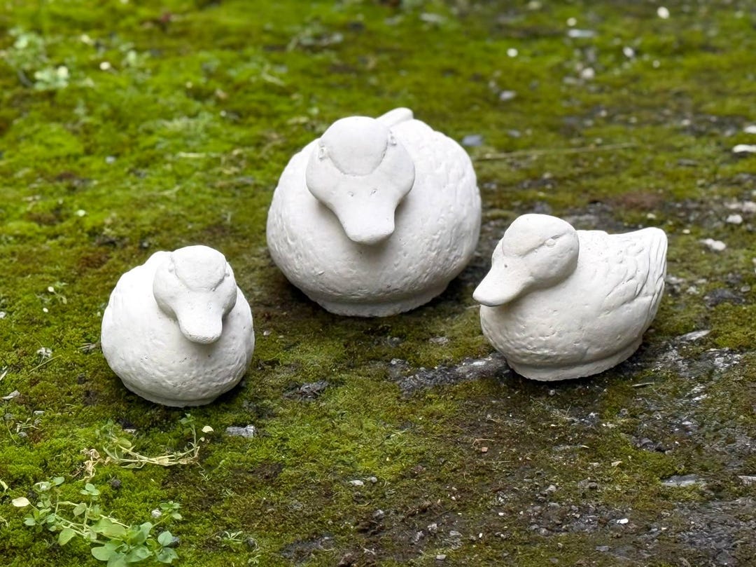 Stone Duck Family Sculptures Set of Concrete Duck Statues Outdoor ...