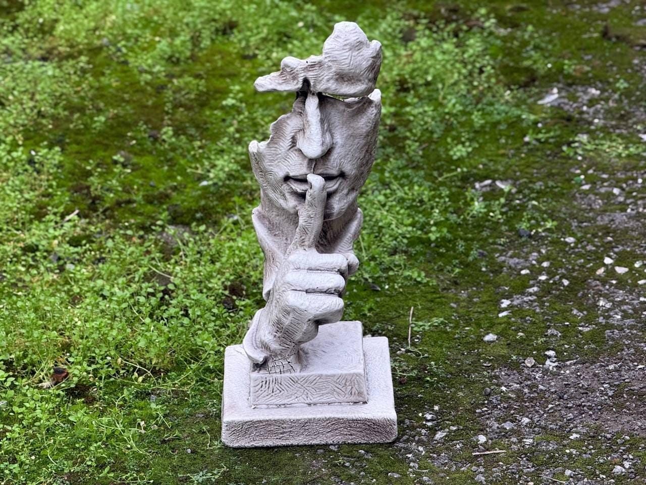 Concrete Silence Face Statue Stone Face Figurine Abstract Shushing ...