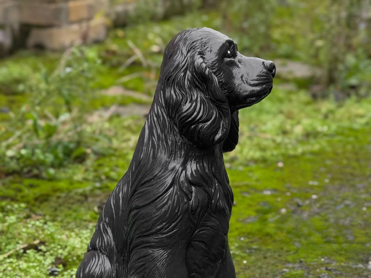 Garden Spaniel Dog Figurine Stone Memorial Cocker Spaniel Custom Dog ...