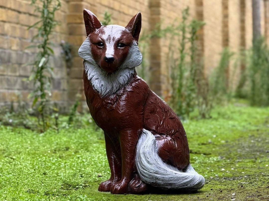Large Unique Fox Statue Garden Realistic Fox Sculpture Outdoor Wildlife ...