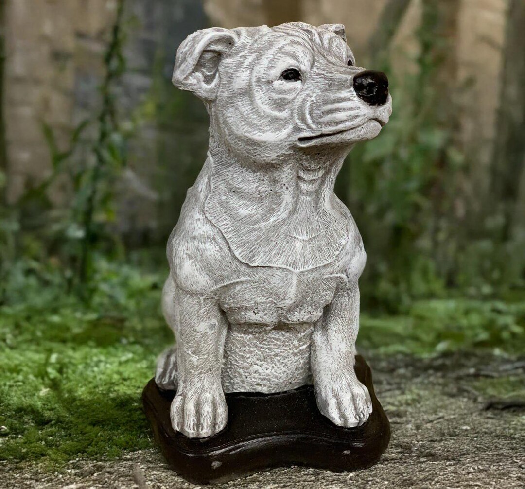 Concrete Pitbull Statue Strong Dog Figurine Cement Pet Sculpture ...