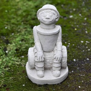 Whimsical Boy on Log Statue Concrete Boy Garden Decoration Cement ...