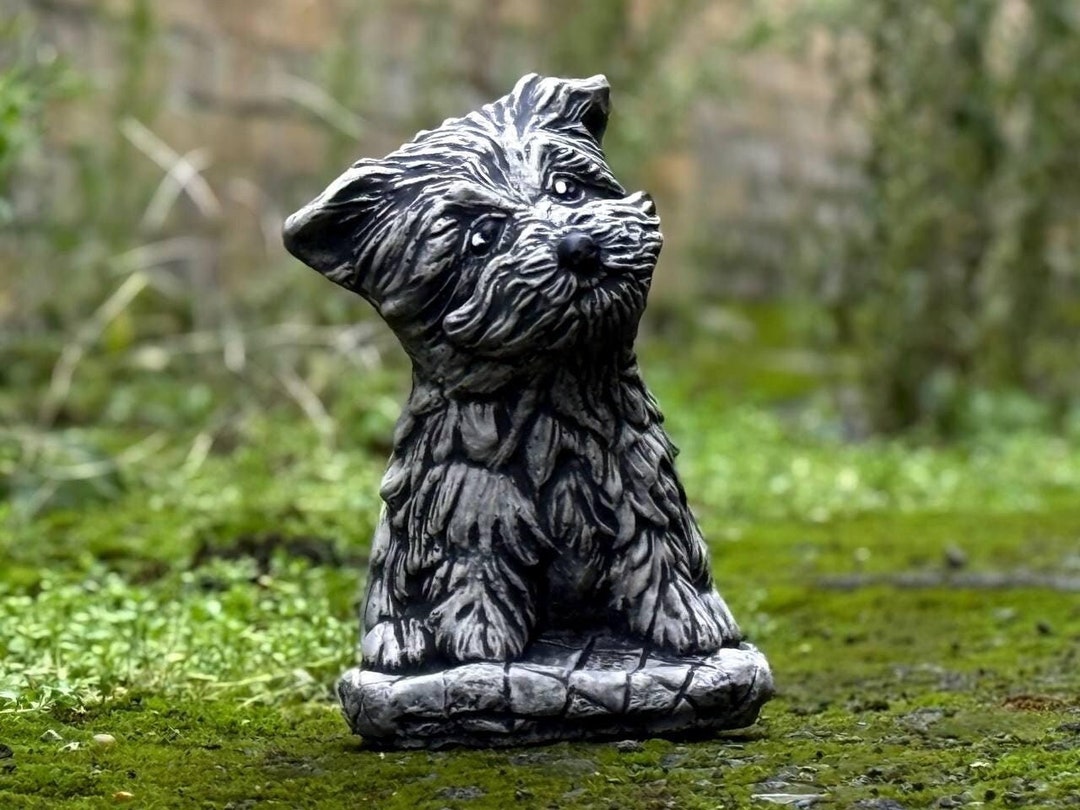 Concrete Yorkie Sculpture Stone Westie Dog Figurine Outdoor Dog Statue ...