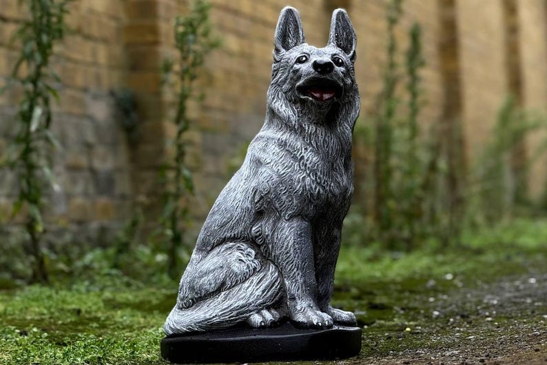 Large German Shepherd Statue Stone Dog Memorial Sculpture Outdoor Dog ...