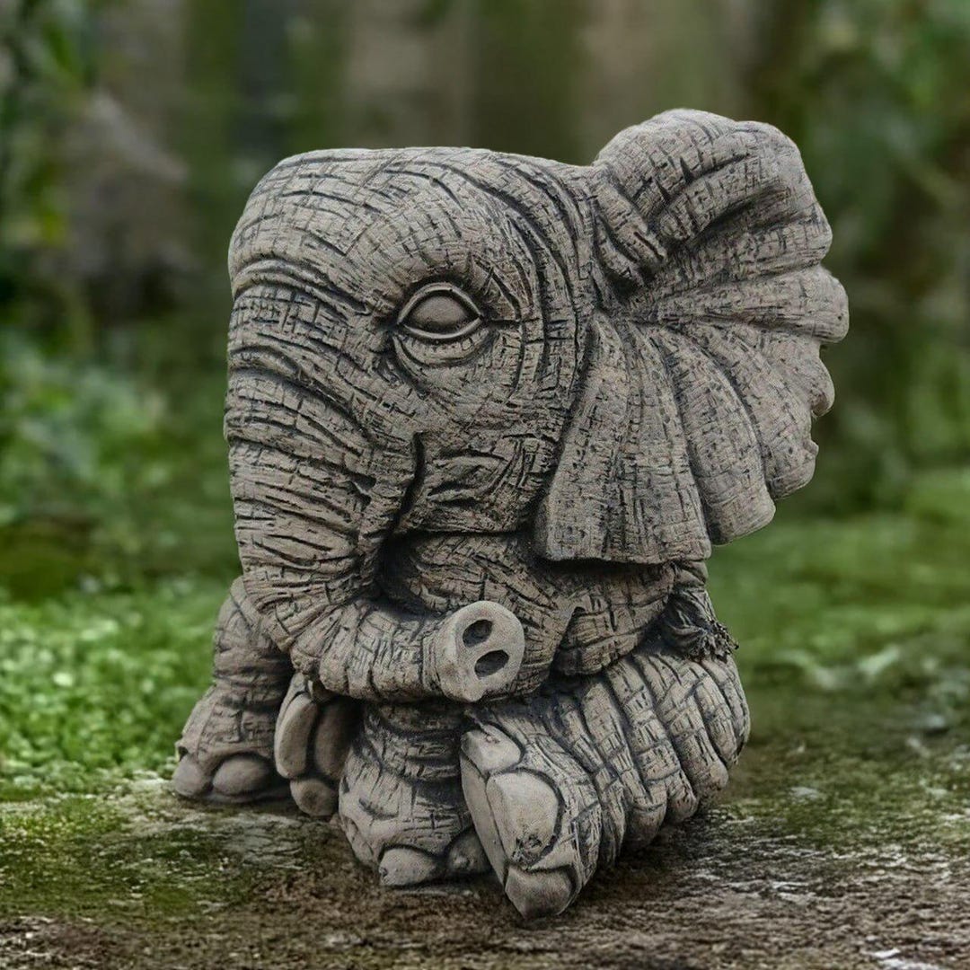 Concrete Flower Pot Statue Outdoor Elephant Planter Figurine Stone Pot ...