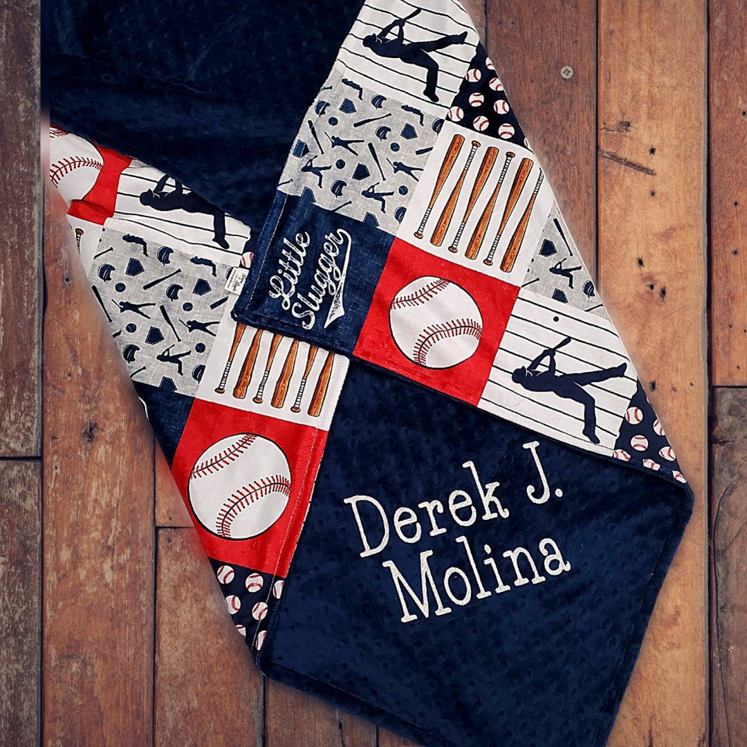 Baby Boy Blanket-baseball Blanket-personalized Monogram Blanket-little ...