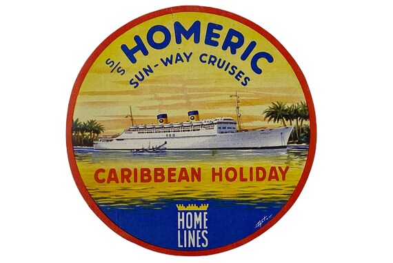 SS HOMERIC Luggage Sticker Sun Way Cruises Home Lines - Etsy