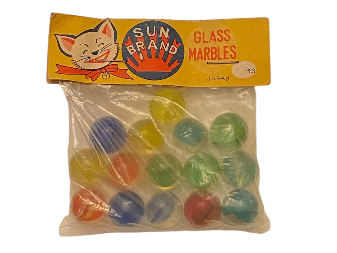 SUN BRAND Bag of Marbles - 15 Vintage Cat Eye Marbles - New Old Stock ...