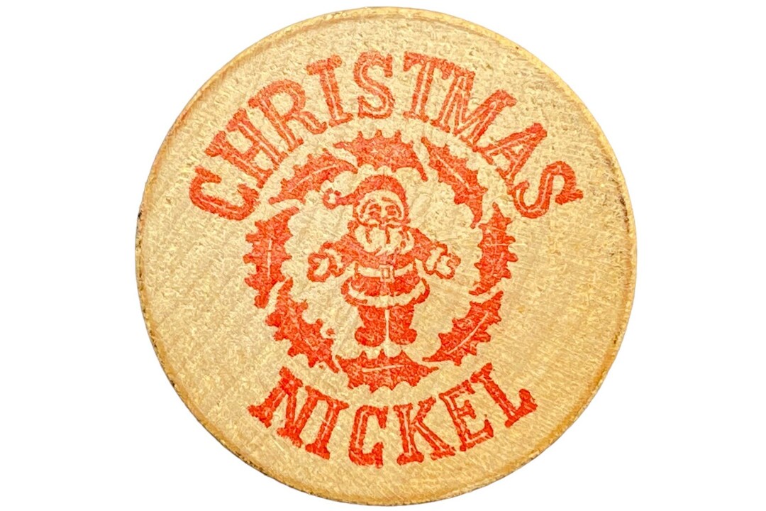 Christmas Nickel Chartiers Valley Coin Club WOODEN NICKEL Advertising ...