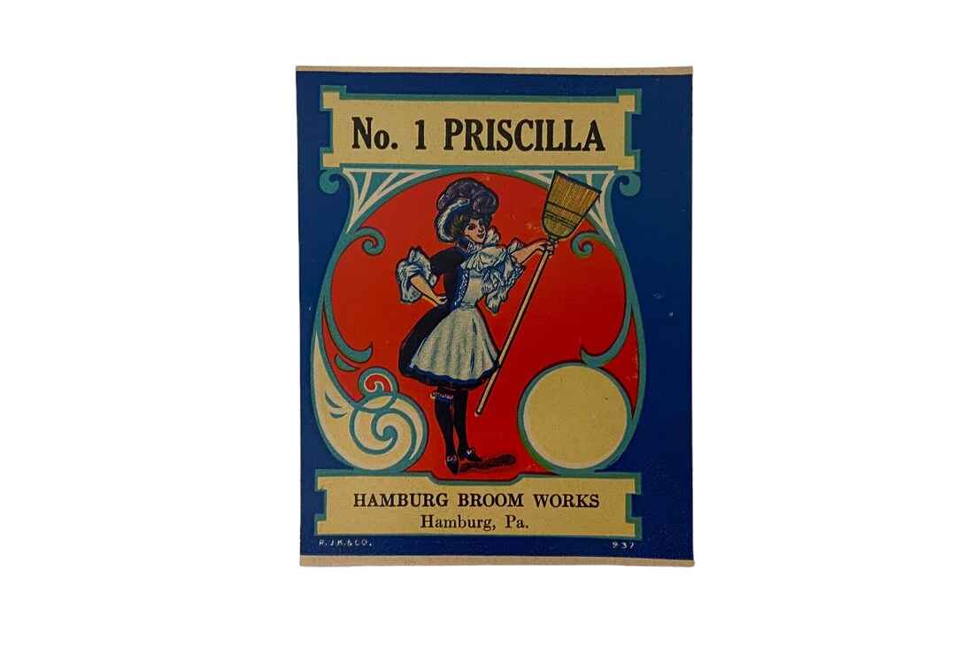 No. 1 PRISCILLA Broom Label - Hamburg Broom Works - Hamburg ...