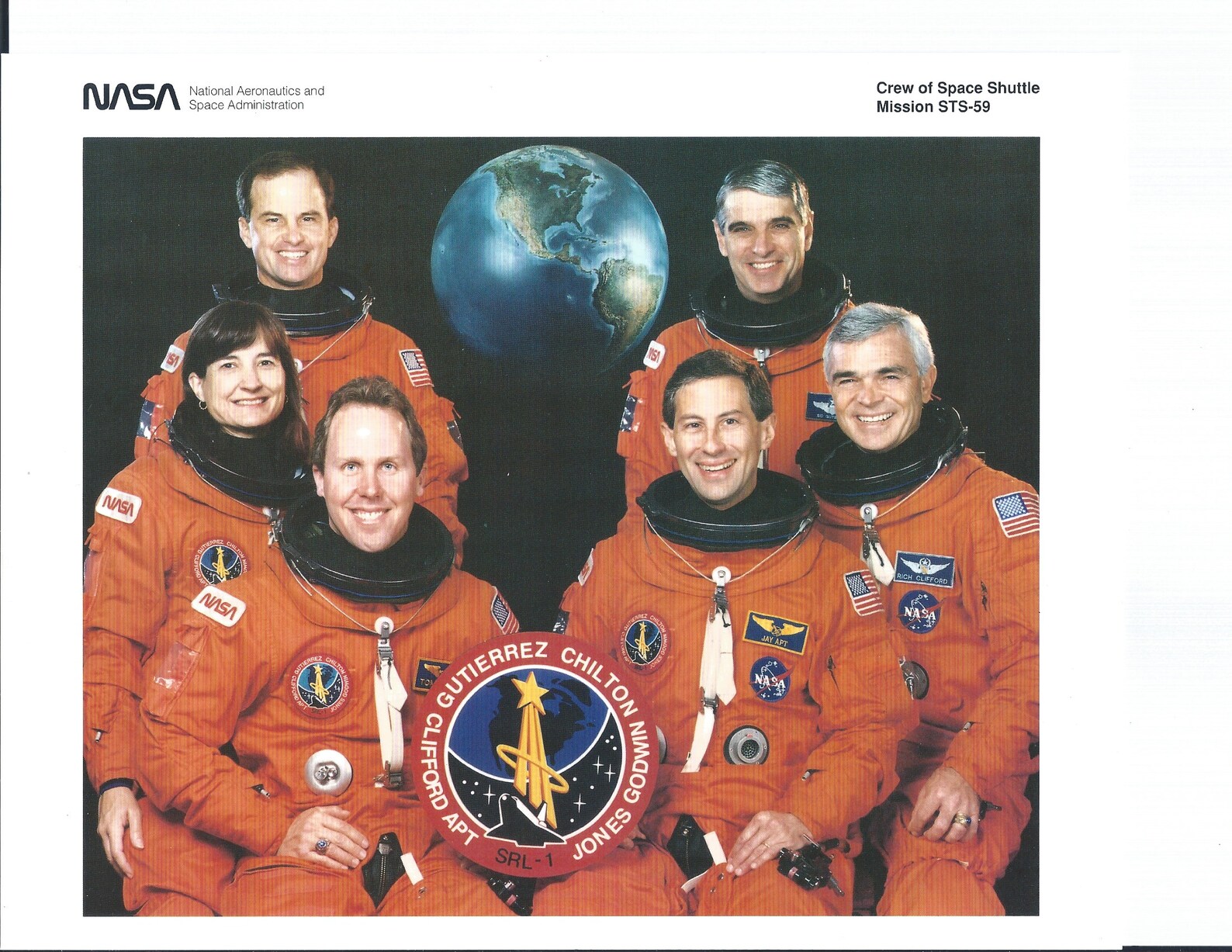 Crew of the Space Shuttle Mission STS-59 - Endeavor - Launch Date - 04 ...