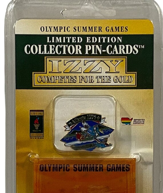 IZZY Enamel Pin And Collectors Card - 1996 Centennial… - Gem