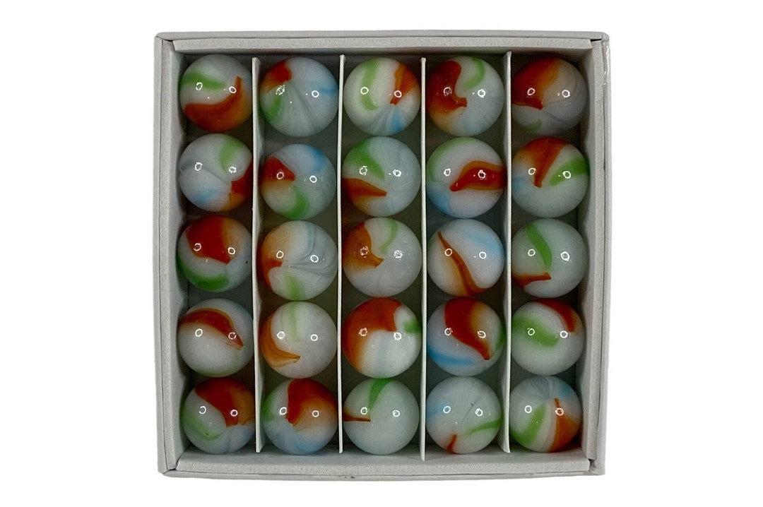 Mega Marble AGATE Marble Lot Collector Quality Boxed Set of 25 Marbles ...