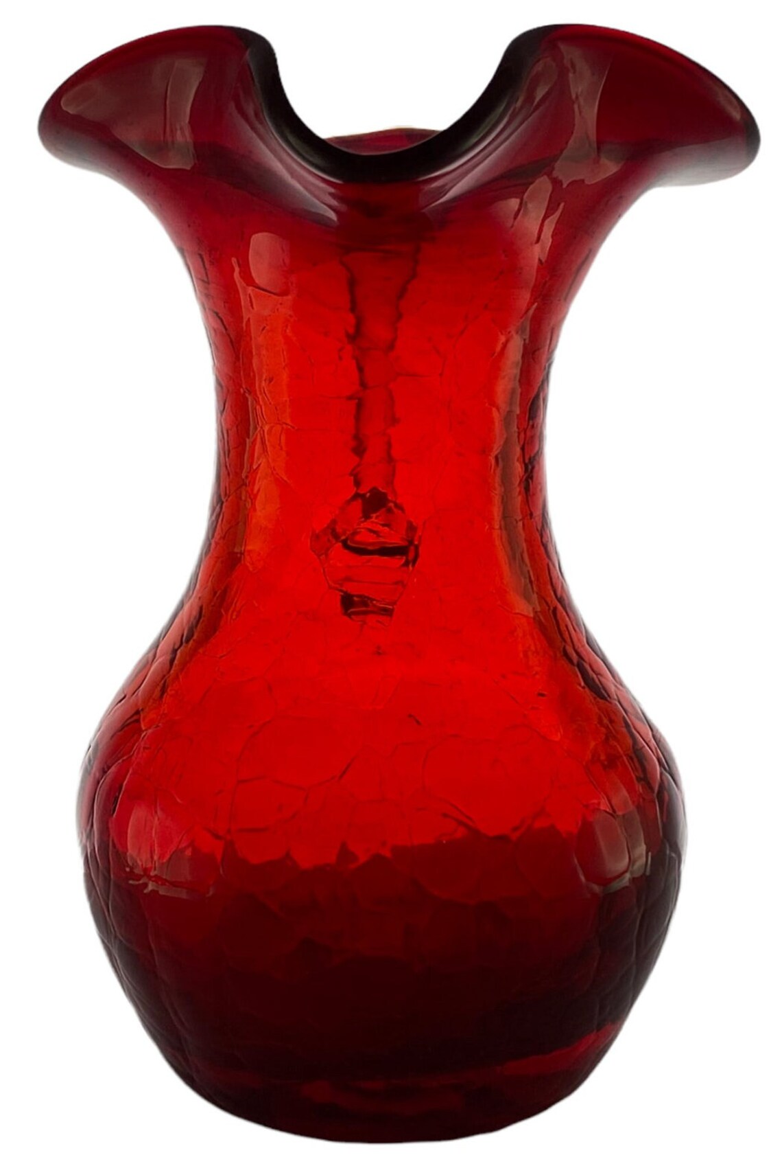 BLENKO Ruby Red Crinkle Art Glass PITCHER 7.5 Inches Tall - Etsy