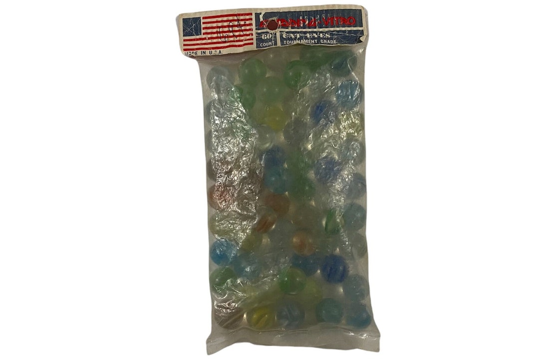 GLADDING-VITRO Bag of Marble - 60 Vitro Agate Marbles - CAGED Cats Eye ...