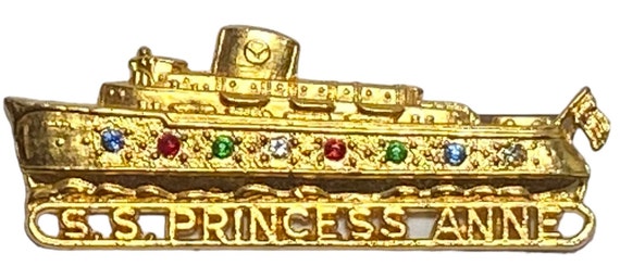 SS PRINCESS ANNE Souvenir Gold Tone Pin - Vintage 193… - Gem