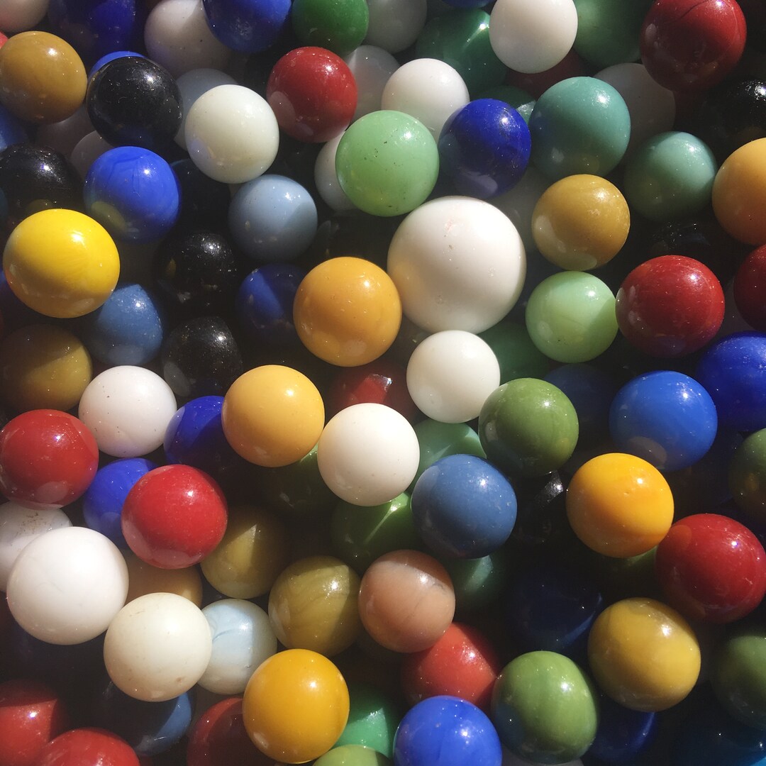 Game Marbles, Random Lot of 50 Vintage Solid Color Machine Made Marbles ...