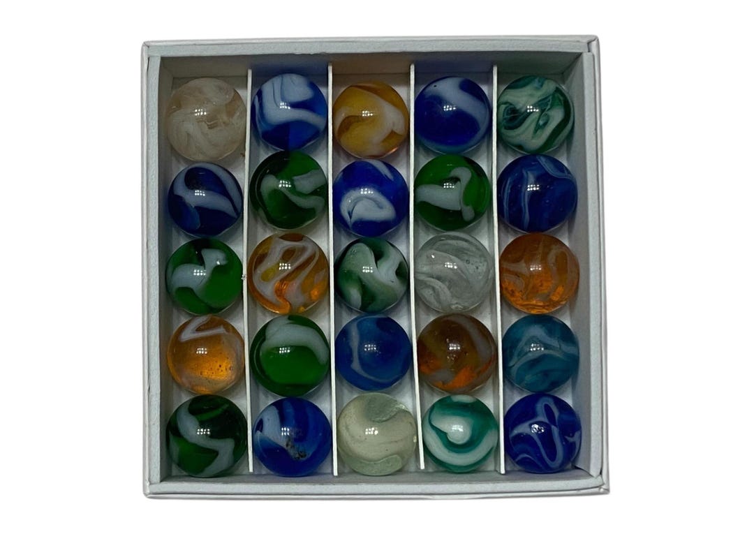 West Virginia Swirls Clear Base - Boxed Set of 25 Collector Marbles ...