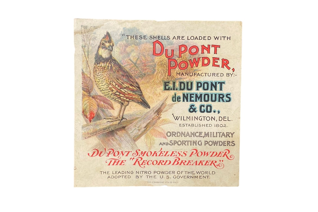 Du PONT POWDER Label E. I. Du Pont De Nemours & Co. - Vintage ...