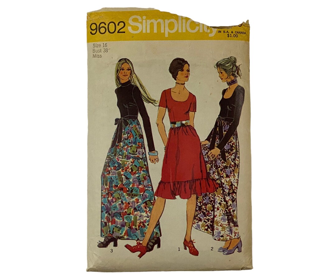 SIMPLICITY 9602 Sewing Pattern Misses Evening Dress and Sash Size 16 ...