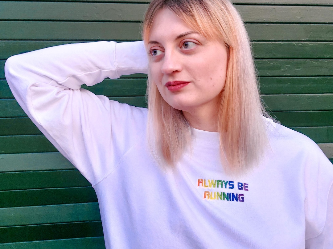 Always Be Running Embroidered Sweatshirt in Multicolour Rainbow ...