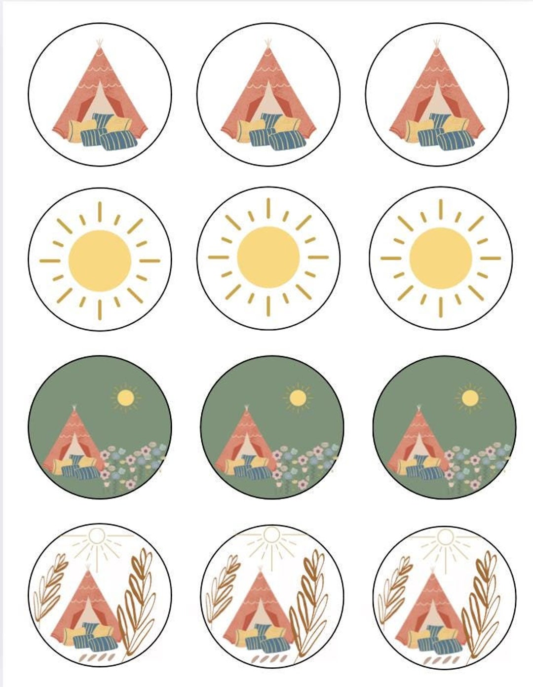 Camping Theme Birthday Party Printable Cupcake Toppers Printable Party ...