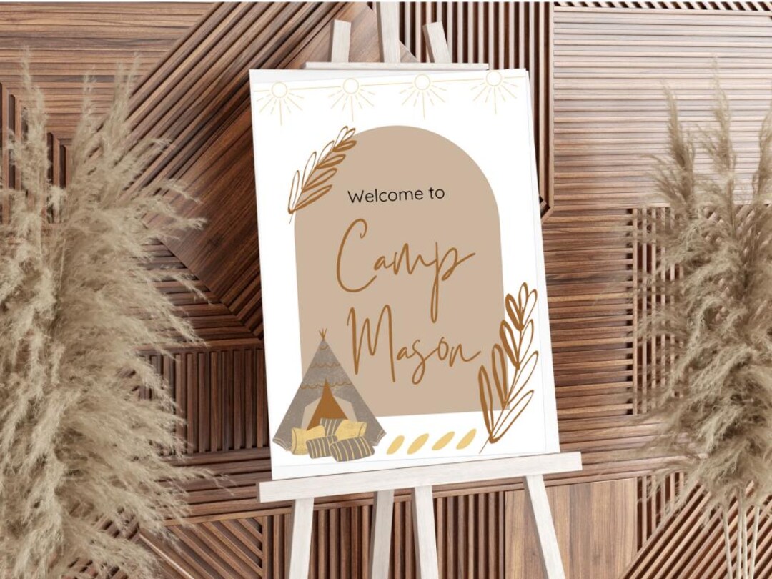 Camping Party Welcome Sign | Customizable 'camp [name]' Outdoor ...