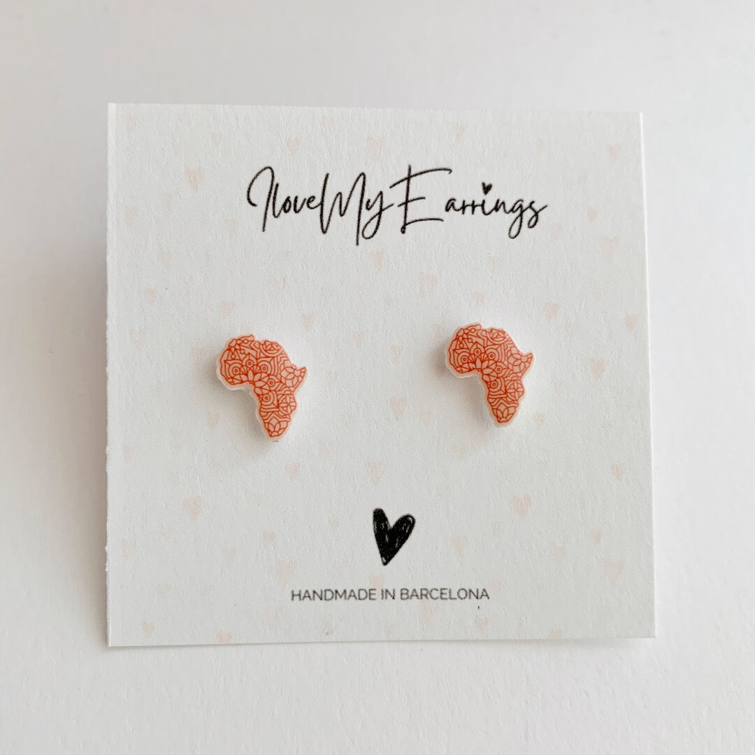 Africa Stud Earrings, Silver Africa Map Studs, Africa Silver Earrings ...