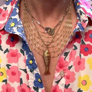 Vintage 18k Gold Fluid Net Bib Statement Necklace - Etsy