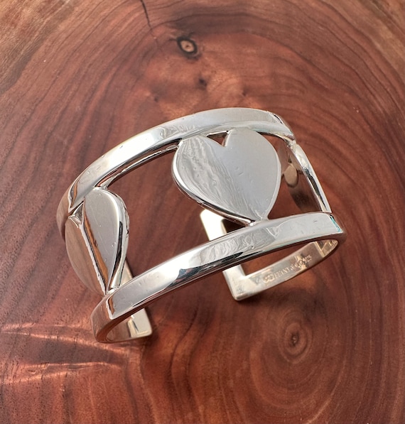 Retired Tiffany & Co Stencil Heart Cuff Bracelet - Gem