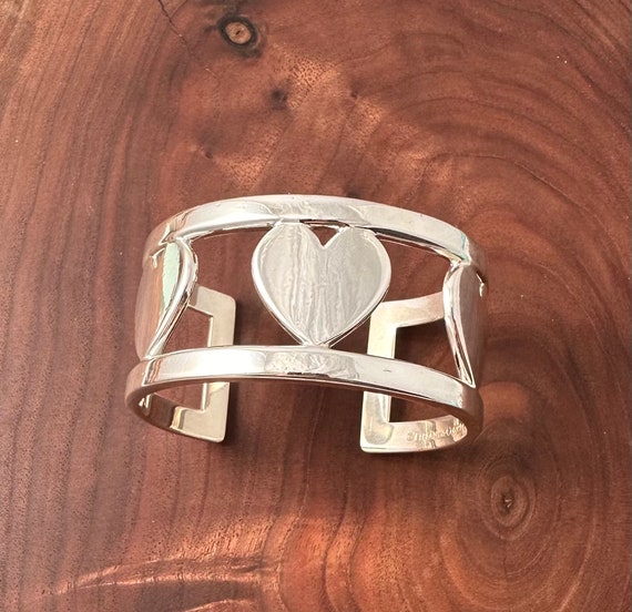 Retired Tiffany & Co Stencil Heart Cuff Bracelet - Gem