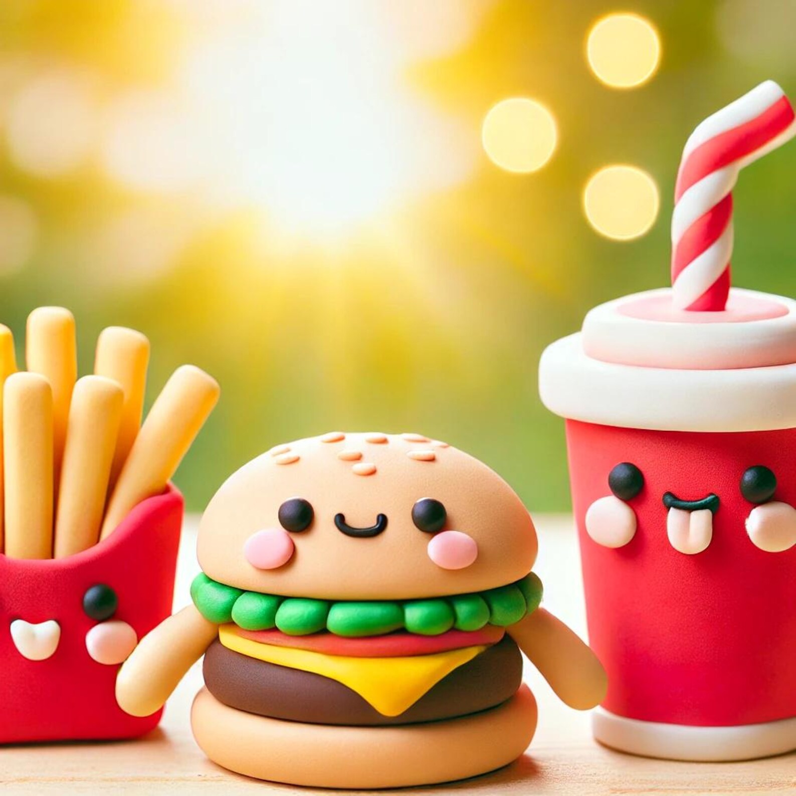 Miniature Polymer Clay Burger, Fries, and Soda Set – Handmade Food Art ...