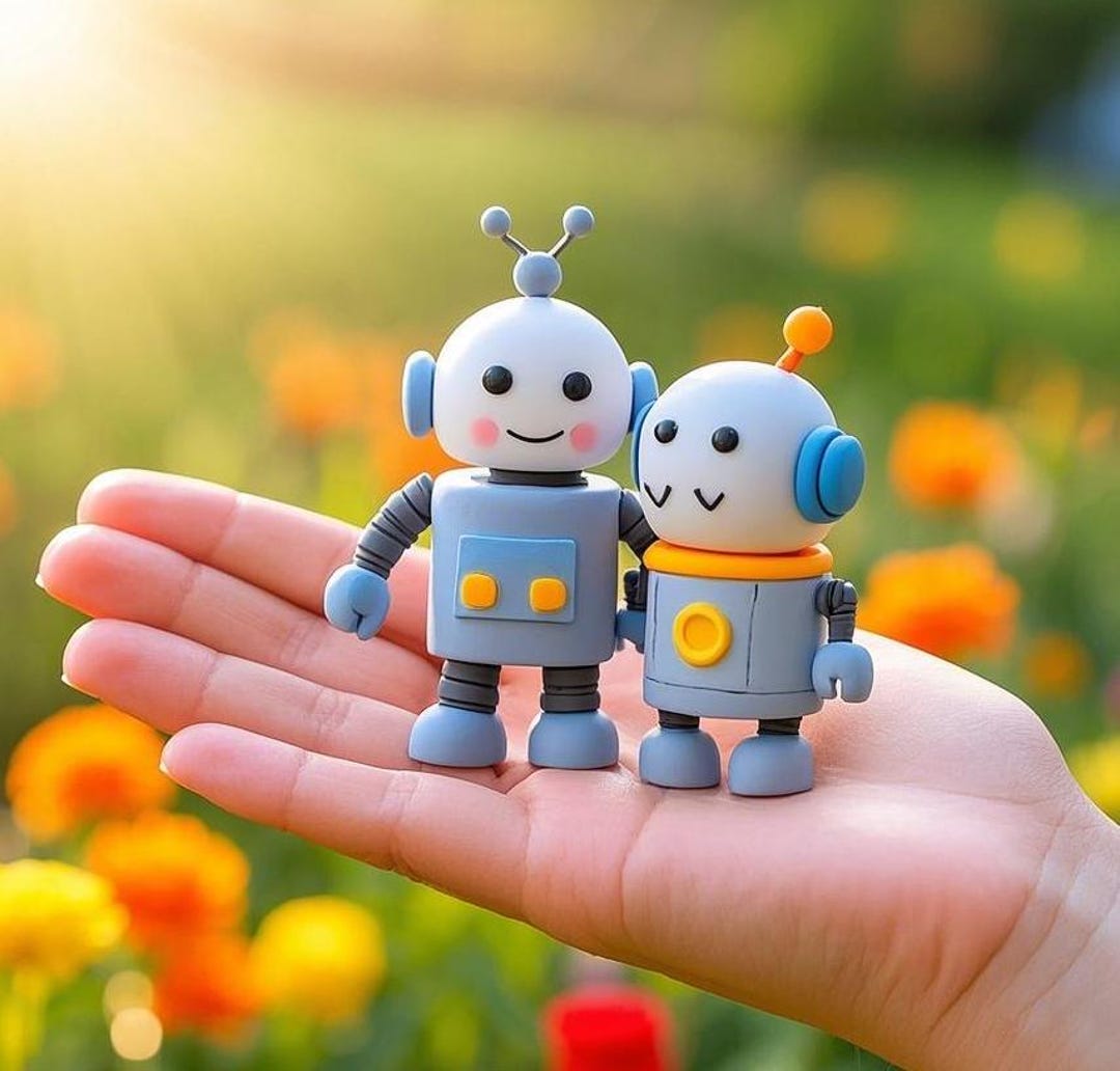 Handmade Mini Robot Figurine – Cute Polymer Clay Robot – Desk Buddy ...