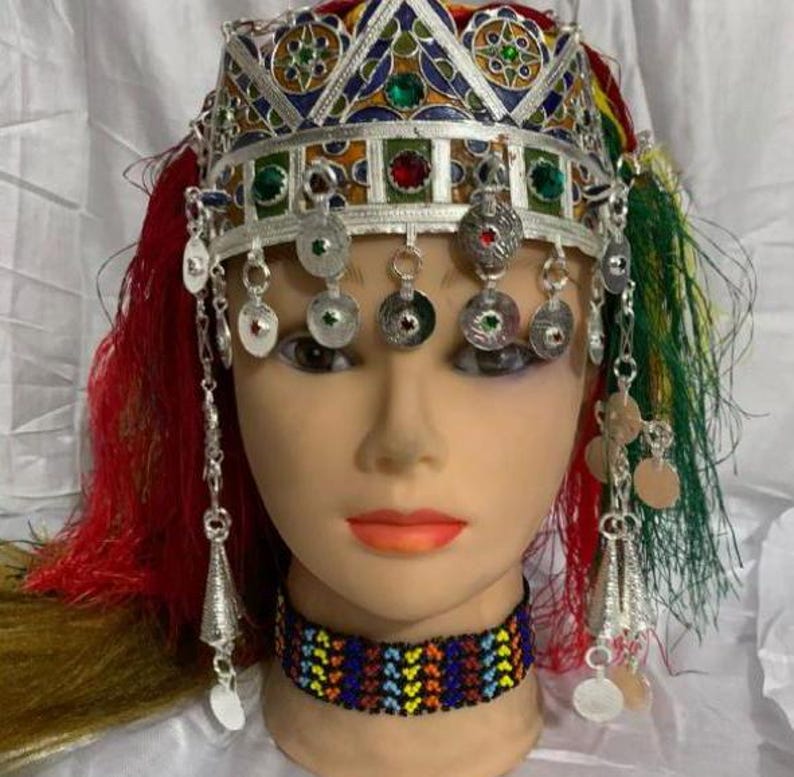 The Traditional Moroccan Berber Costume Consisting of a Crown, Necklace ...