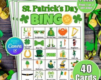 50 St Patricks Day Bingo Cards Game Printable, St Patrick Bingo Boards ...