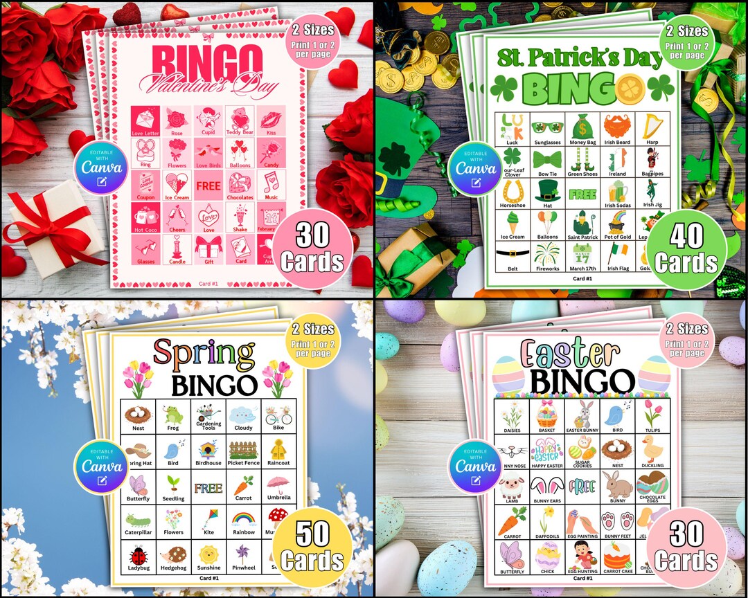 Holiday Bingo Game Bundle – Printable Valentine’s, St. Patrick’s ...