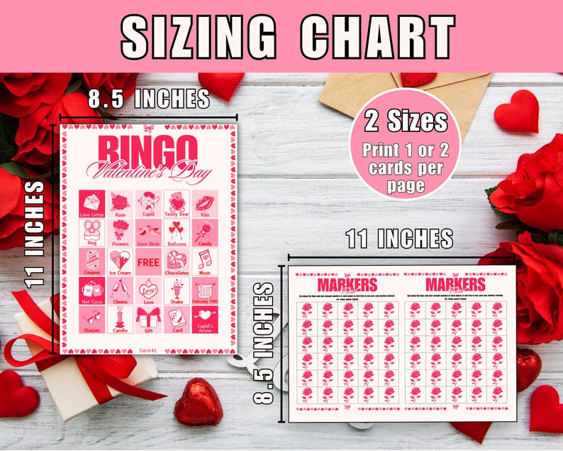 30 Valentines Bingo Game Cards Printable, Valentine's Day Bingo Cards ...
