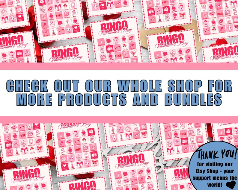 30 Valentines Bingo Game Cards Printable, Valentine's Day Bingo Cards ...