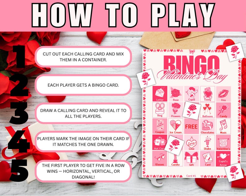 30 Valentines Bingo Game Cards Printable, Valentine's Day Bingo Cards ...