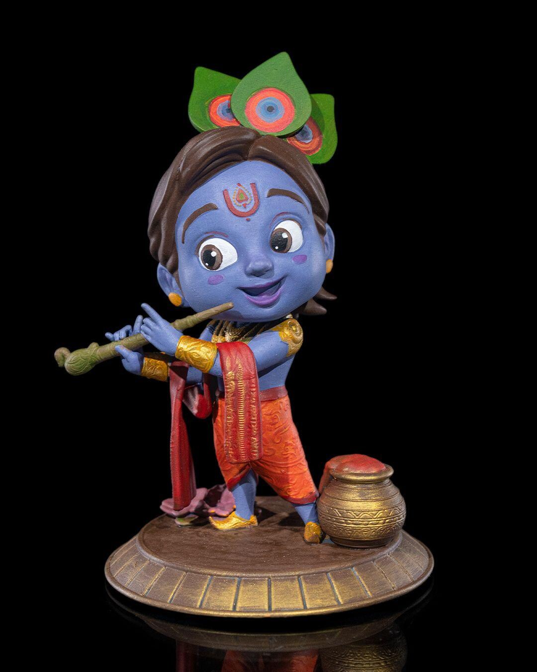 Chibi Krishna - the Divine Child | 3D Printed Krishna Sculpture, Hindu ...