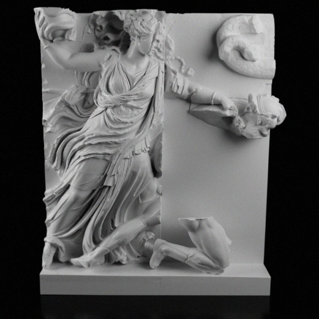 Panel From the Pergamon Altars North Frieze (nyx) | Statues | Panels ...