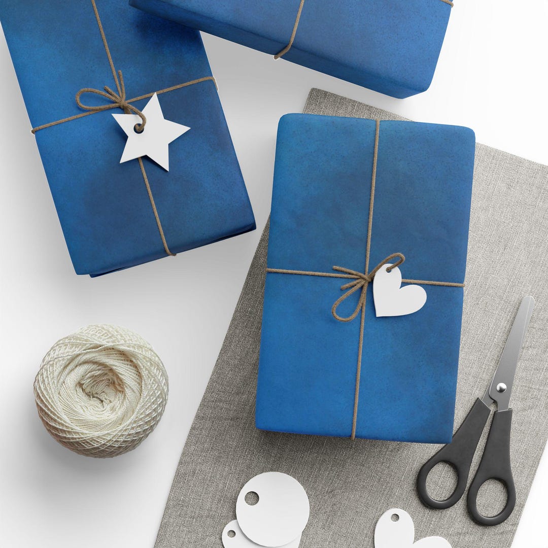 Christmas Wrapping Papers, Dark Blue Gift Wrap for Holidays, Festive ...