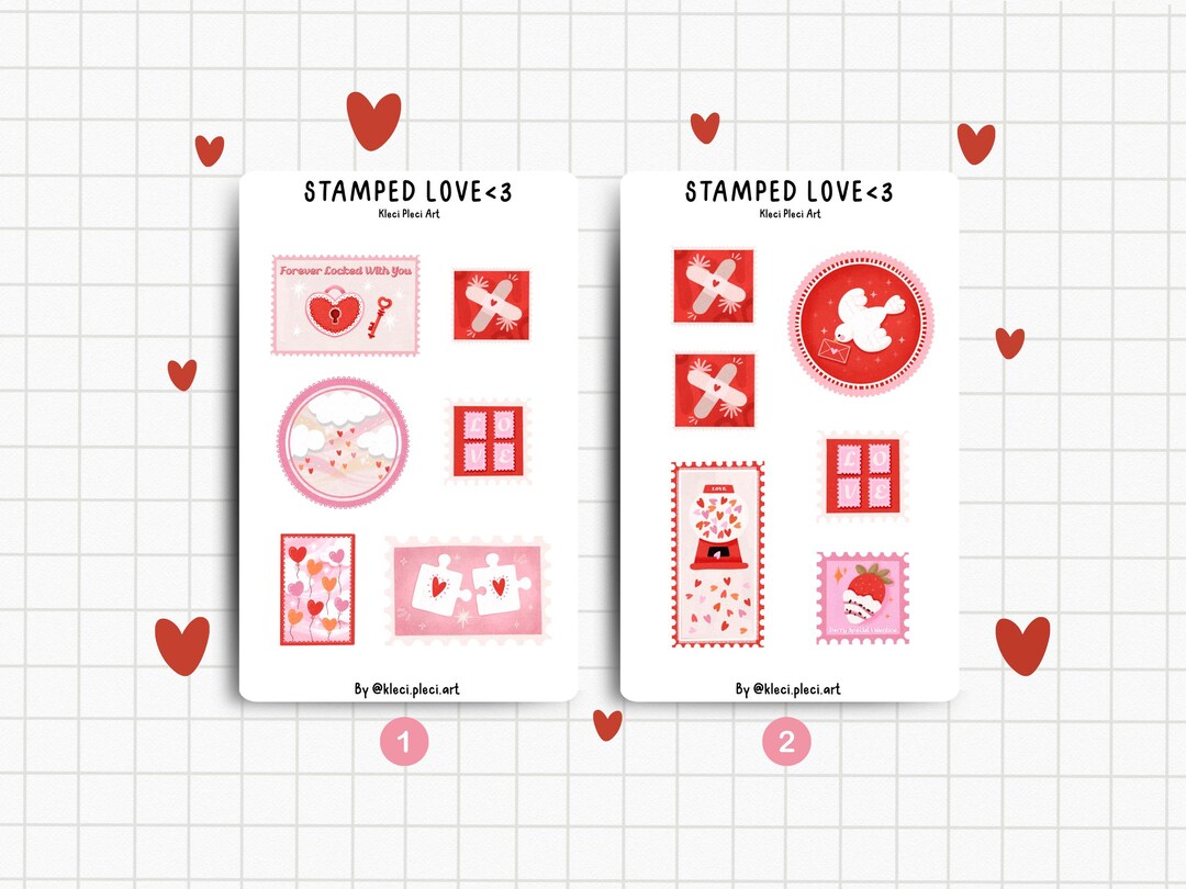 Stamped Love Sticker Sheet Cute Stickers, Valentines Day, Love, Stamp ...